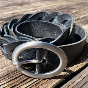 Talbots | Accessories | Talbots Black Leather Belt With Silver Buckle ...